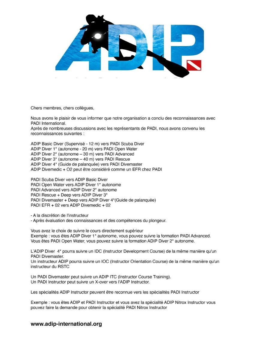 ADIP and PADI – SEAL Conservation Society